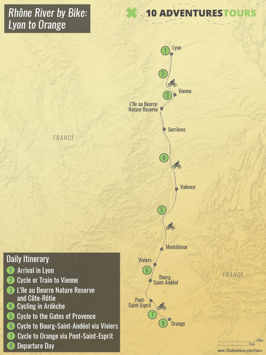 8-Day Rhône River by Bike Tour: Lyon to Orange